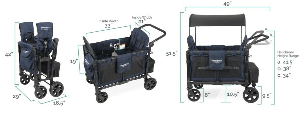 WonderFold W4 Elite Quad Stroller Wagon | Bubs n Grubs